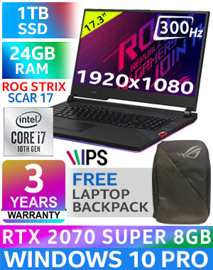 ASUS ROG Strix SCAR 17 RTX 2070 Super Gaming Laptop with 24GB RAM | Evetech