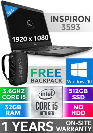 Dell Inspiron 3593 10th Gen Core i5 Laptop With 512GB SSD And 32GB RAM ...
