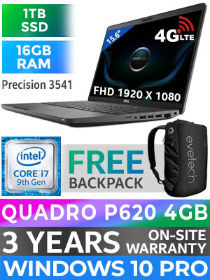 Dell Precision 3541 Quadro P620 LTE Workstation Laptop With 1TB SSD