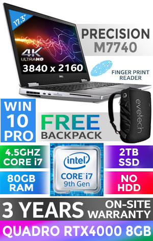 Dell Precision M7740 RTX 4000 Workstation 4K Laptop With 80GB RAM And ...