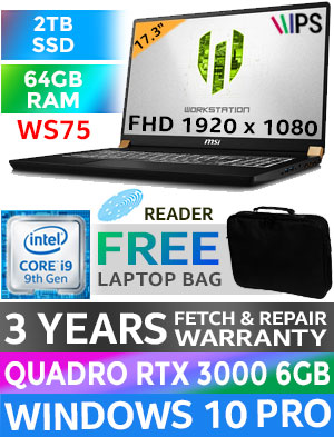 MSI WS75 9TK Core i9 Workstation Laptop With 2TB SSD And 64GB RAM